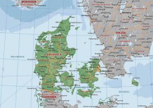 CARTINA DANIMARCA ᐅ Scarica cartina di Danimarca